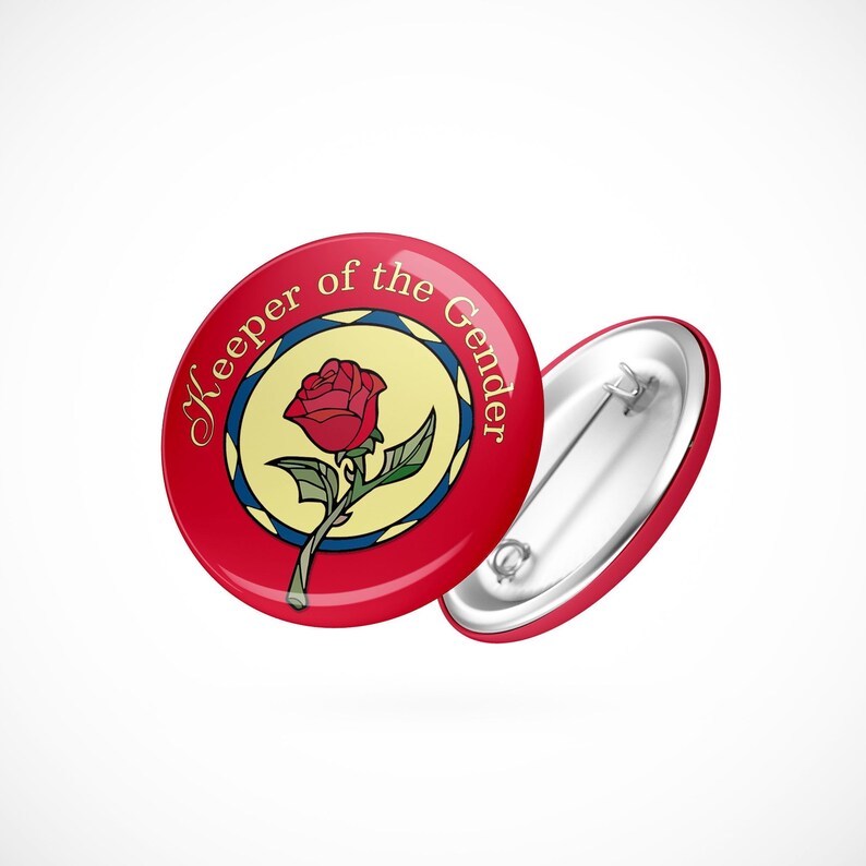 Keeper of the Gender Button Pin; Gender Reveal Pin; Baby Shower; RED ...
