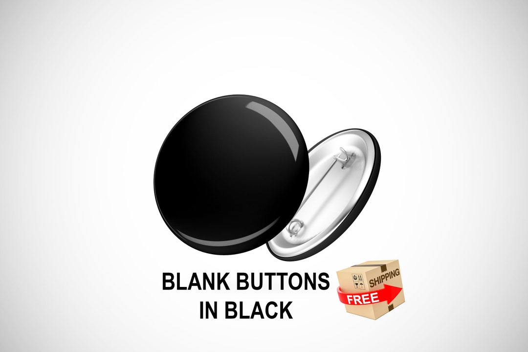 Blank Button Pins - Blank Face Buttons in BLACK, FREE SHIPPING, Pinback ...