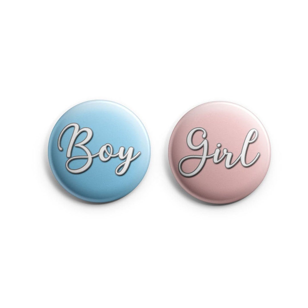 Gender Reveal Boy Girl Button Pin Set; FREE SHIPPING, Gender Reveal ...