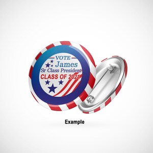 Personalized Vote Buttons 1.25" or 2.25" Pinback Buttons; Customized ...