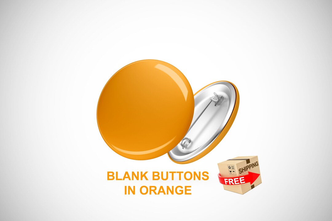 Blank Button Pins - Blank Face Buttons in ORANGE, FREE SHIPPING ...