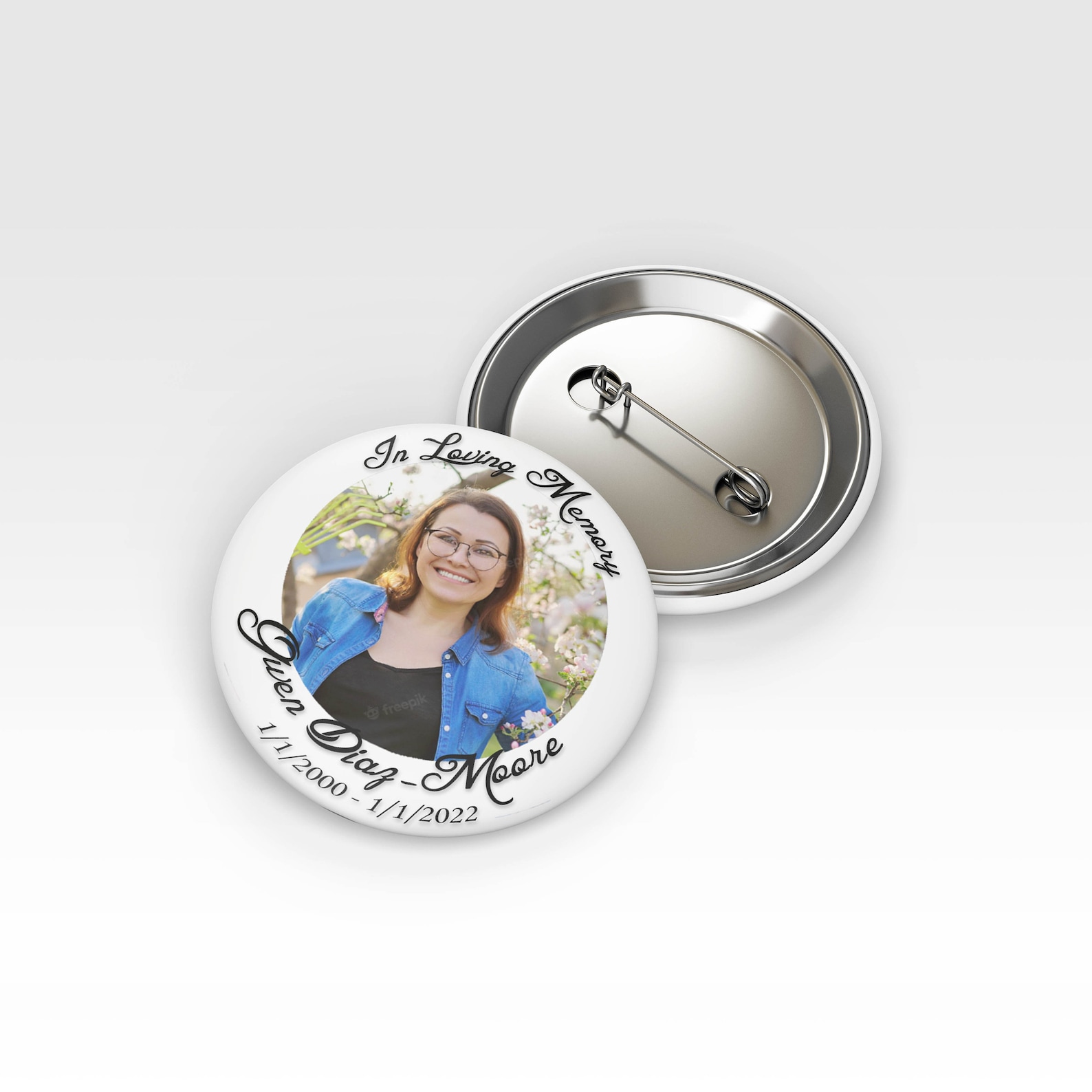 In Loving Memory Funeral Photo Buttons - 1.25
