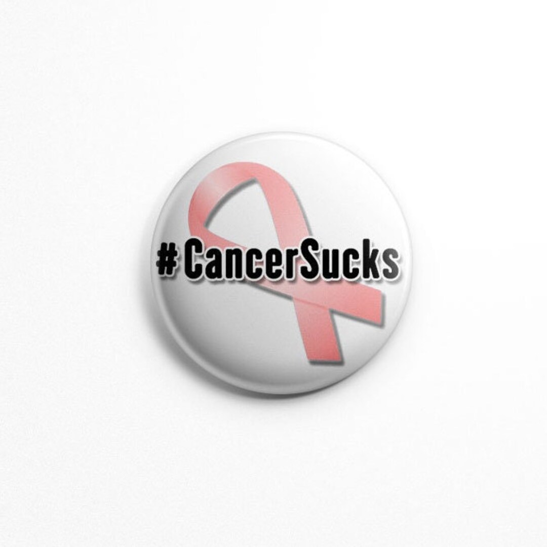 Cancer Sucks Button Pin; #cancersucks Pin; Pink Ribbon, Cancer Ribbon ...