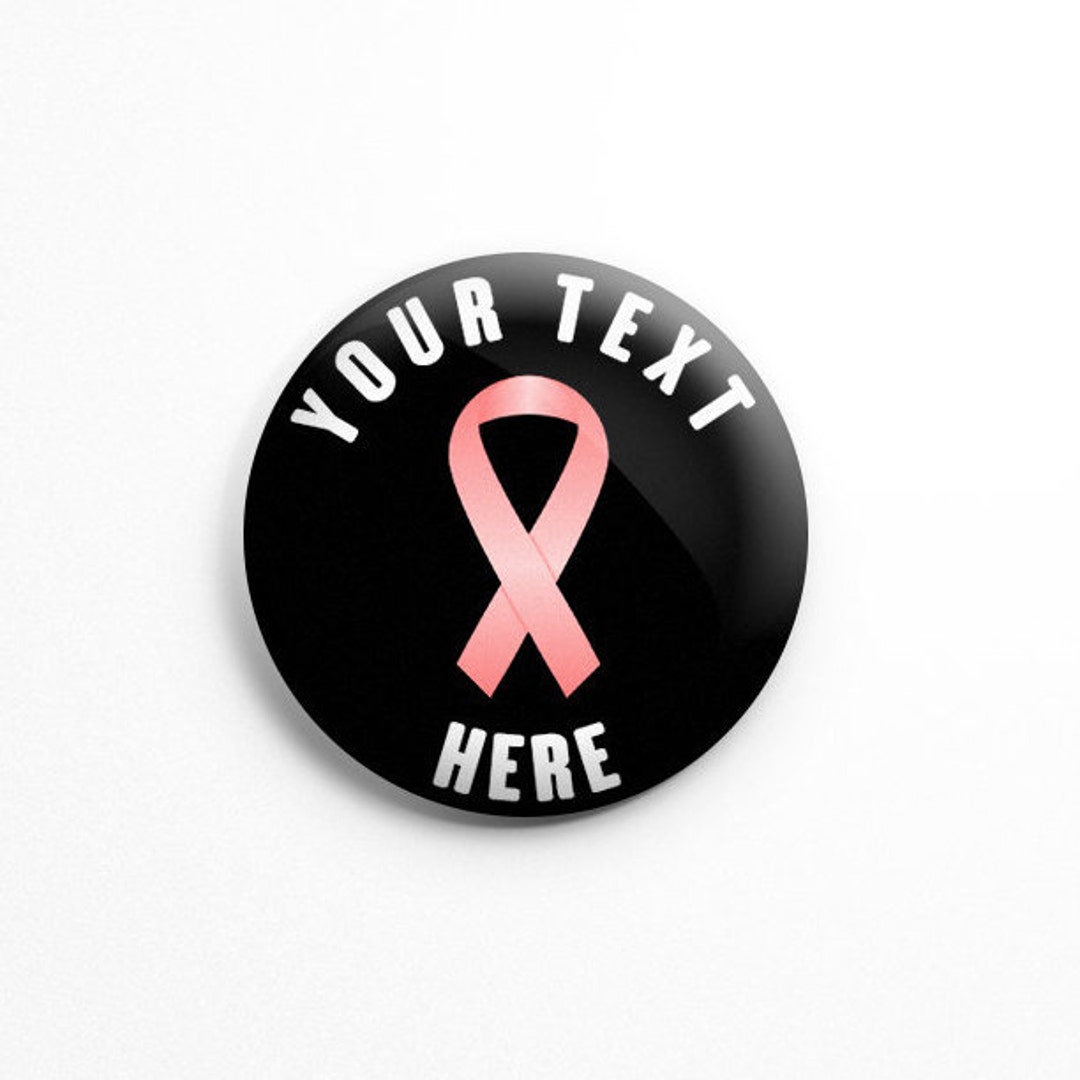 Personalized Pink Ribbon Awareness Button Pins - Breast Cancer Walk ...