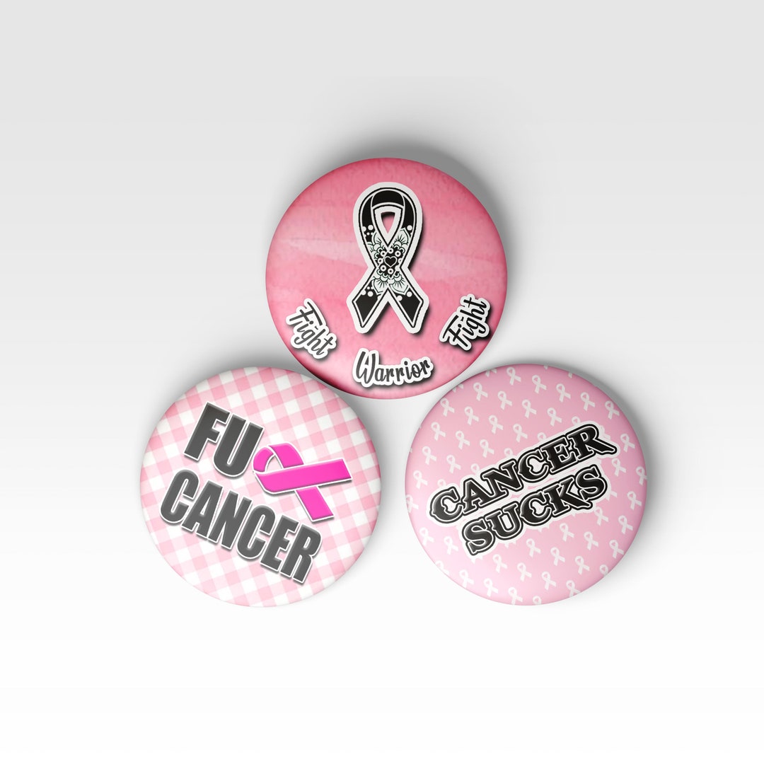 Breast Cancer Awareness Button Pin Set of 3; Cancer Pinback Buttons ...