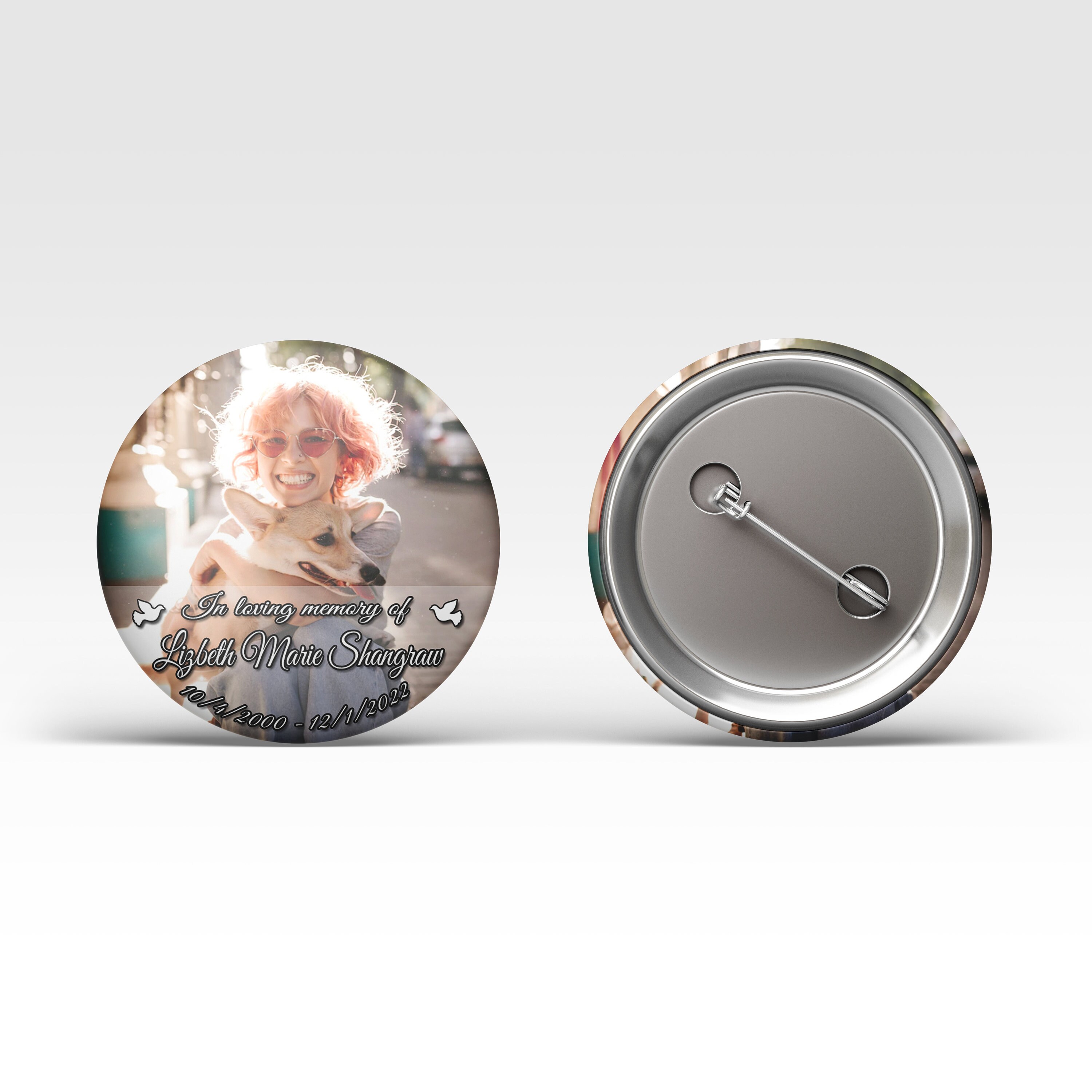 Funeral Photo Buttons Pins, Personalize Memorial Button; Personalized ...