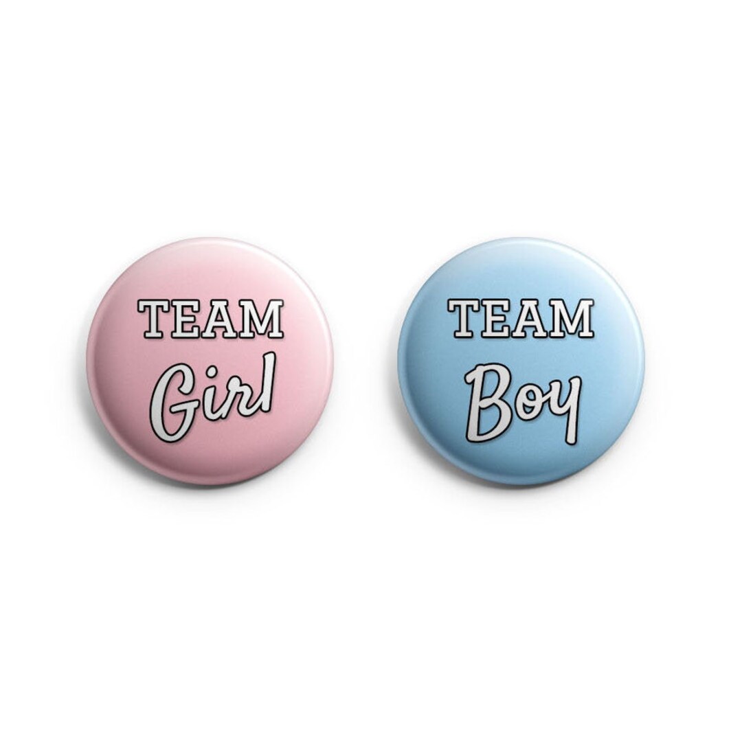 Team Boy Team Girl Gender Reveal Button Pin Set; FREE SHIPPING, Gender ...