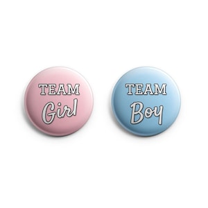 Team Boy Team Girl Gender Reveal Button Pin Set; FREE SHIPPING, Gender ...
