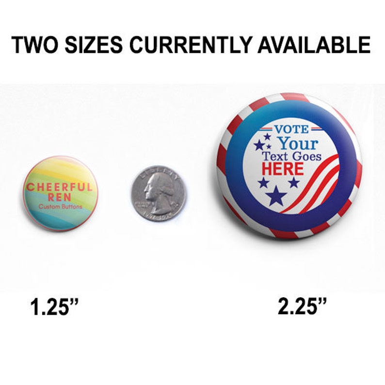 Personalized Vote Buttons 1.25" or 2.25" Pinback Buttons; Customized ...
