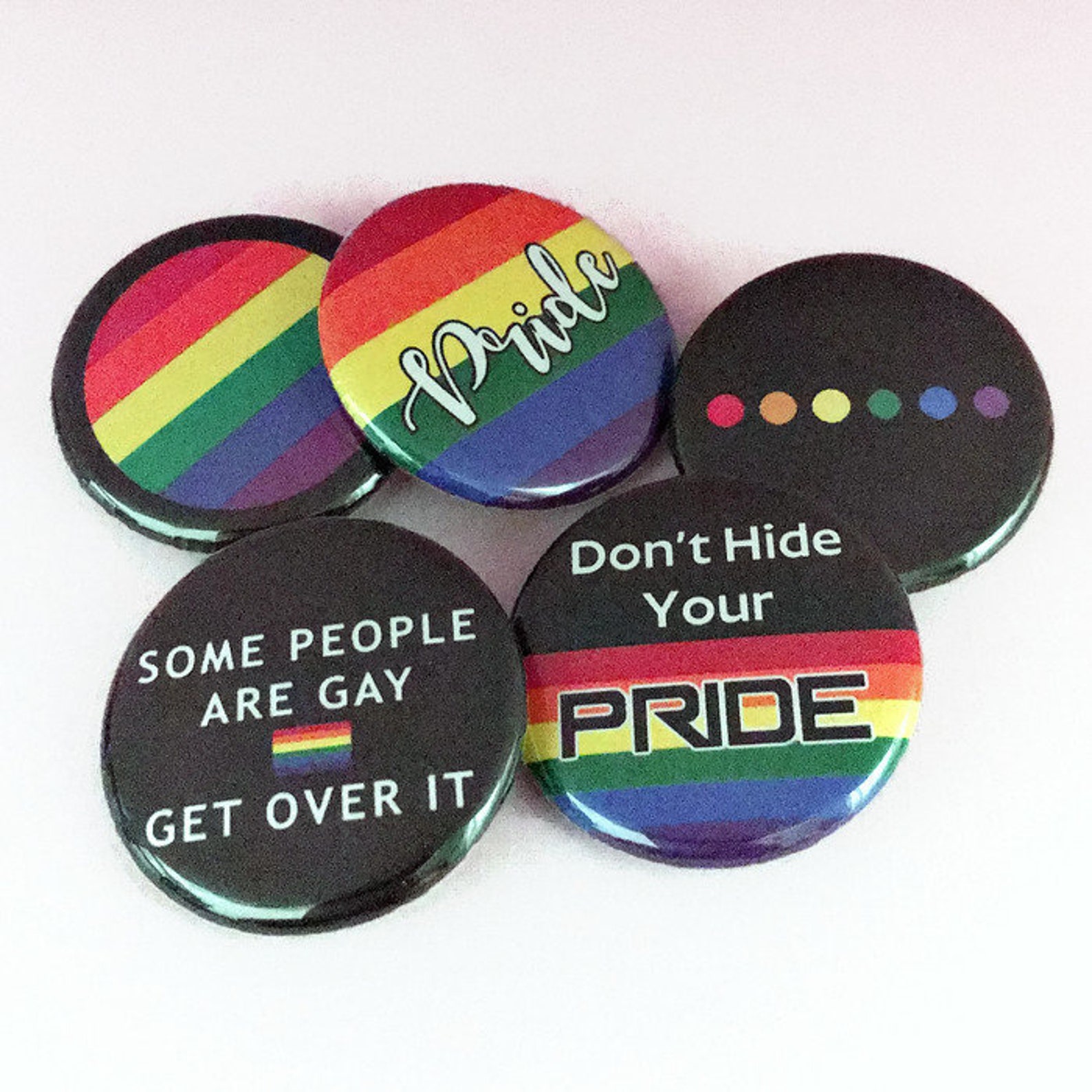 LGBTQ gay pride buttons pin set collection Gay Flag Rainbow | Etsy