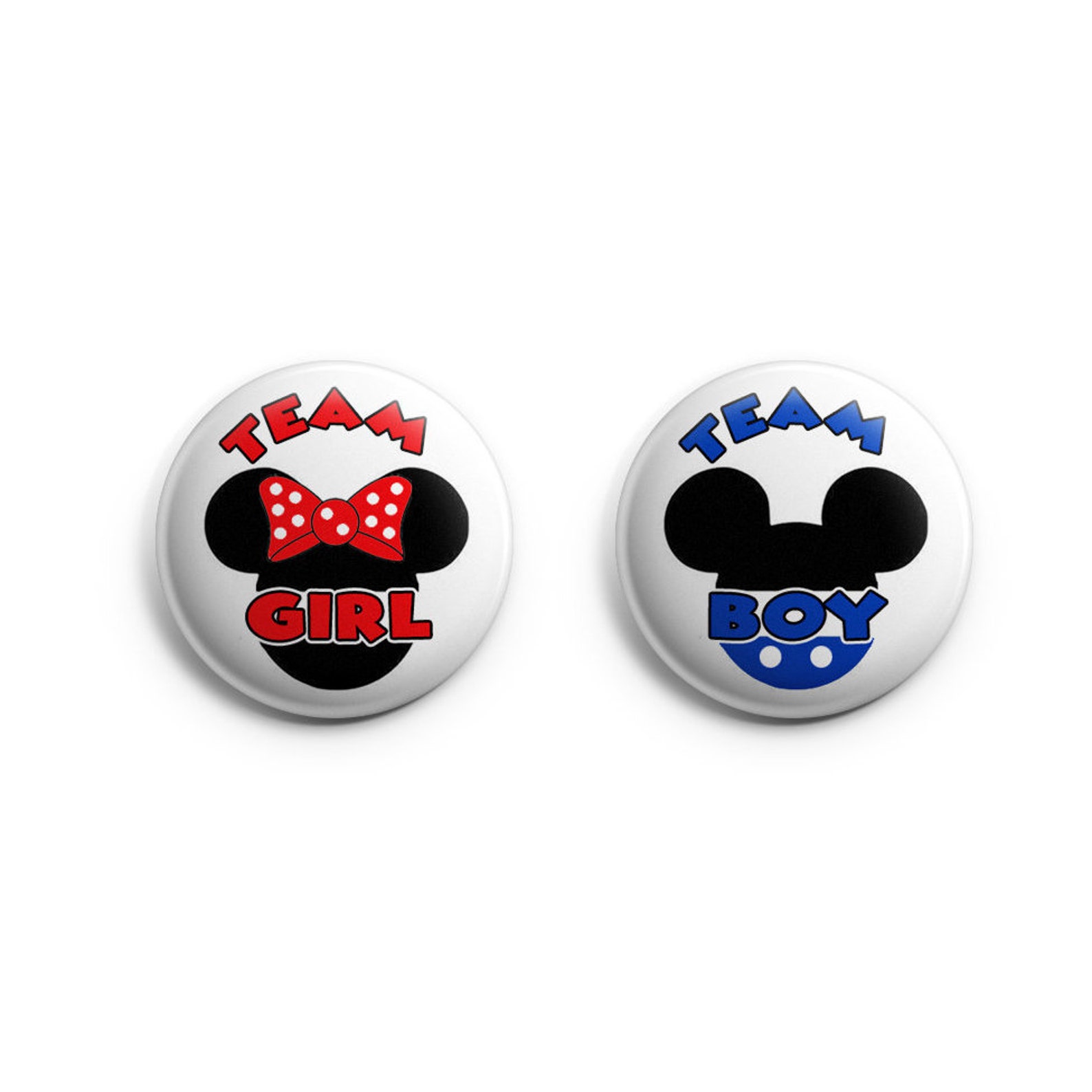 Team Girl Team Boy Gender Reveal Button Pin Set; FREE SHIPPING, Gender ...