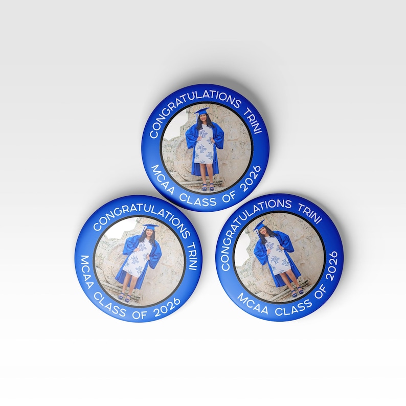 Custom Class of 2026 Photo Buttons Pins, Personalized Graduation Favors ...