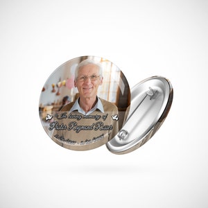 Funeral Photo Buttons Pins, Personalize Memorial Button; Personalized ...