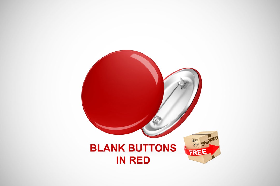 Blank Button Pins - Blank Face Buttons in RED, FREE SHIPPING, Pinback ...