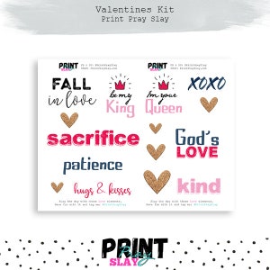 Valentines Bible Journaling Printable Planner Stickers Valentines ...