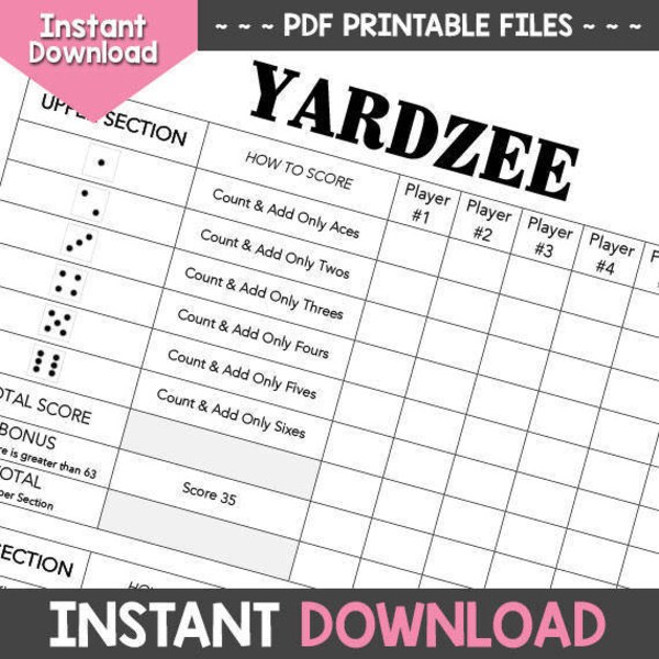 Yardzee Rules - Etsy