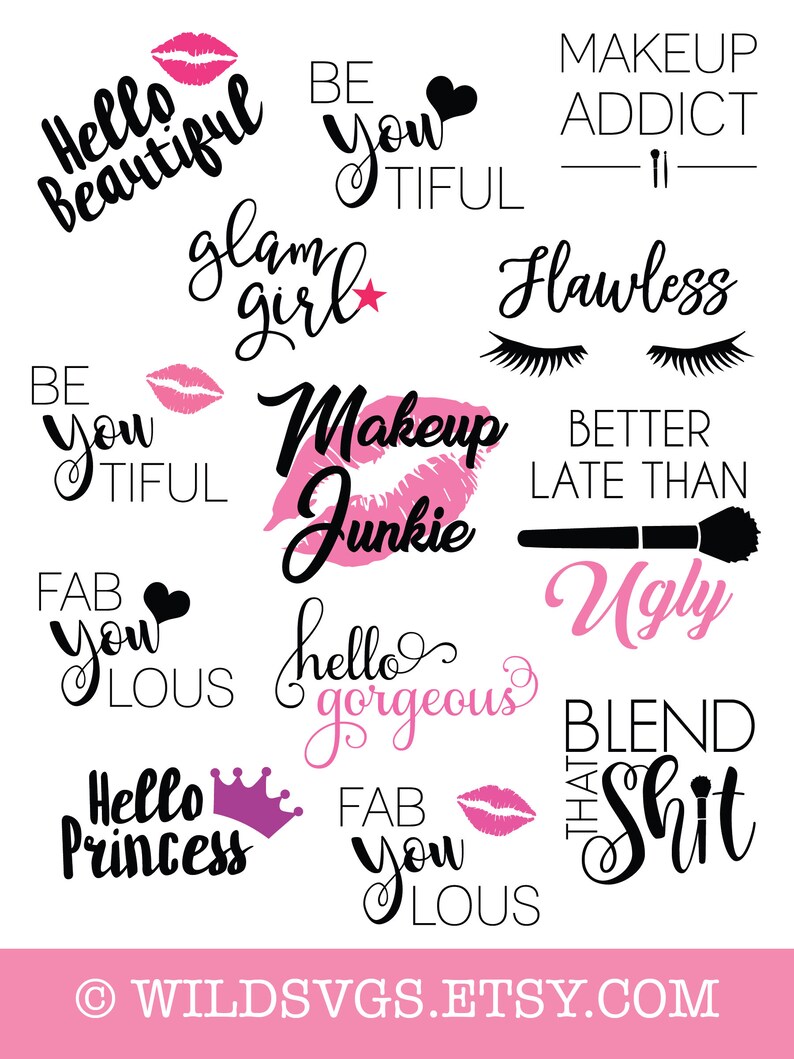 Makeup Svgs BUNDLE, Makeup Jar SVG, Makeup Decals, Makeup Glass SVG ...