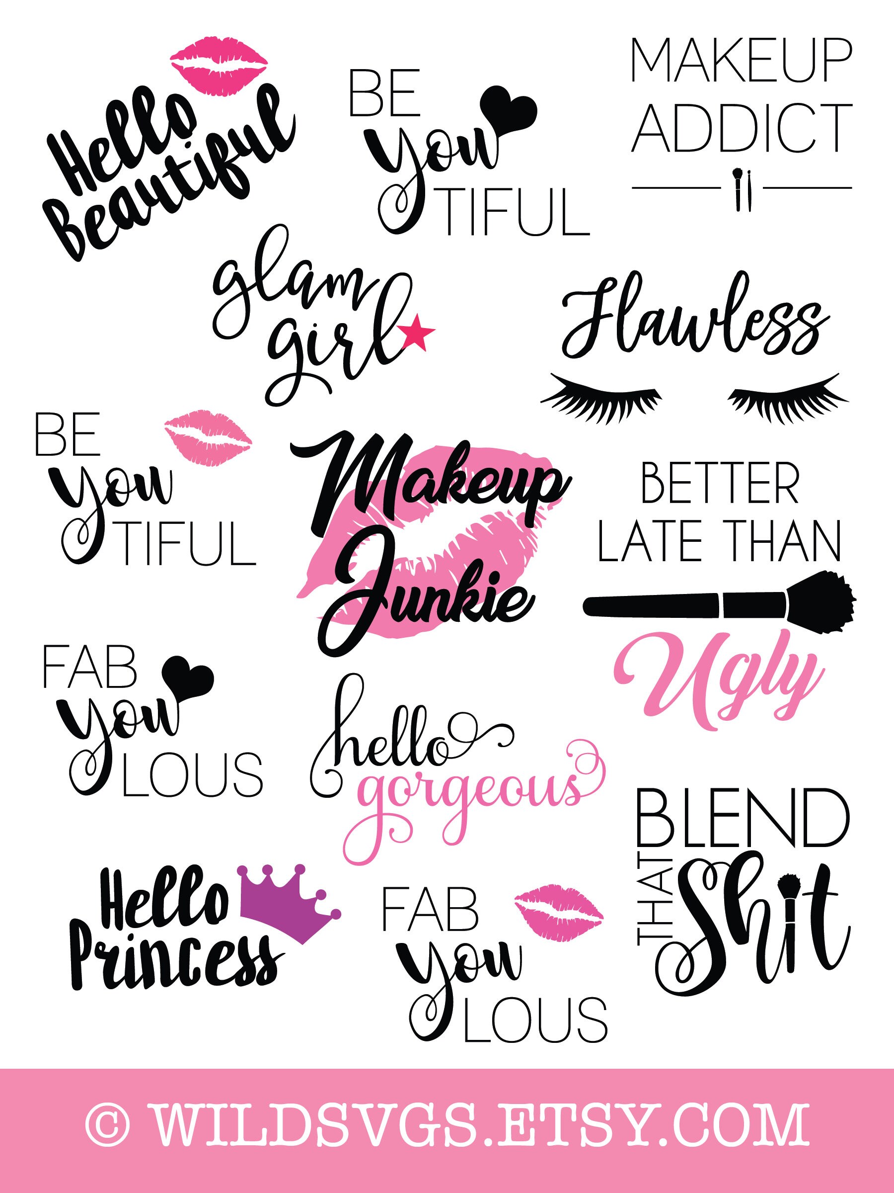 Makeup Svgs BUNDLE Makeup Jar SVG Makeup Decals Makeup | Etsy