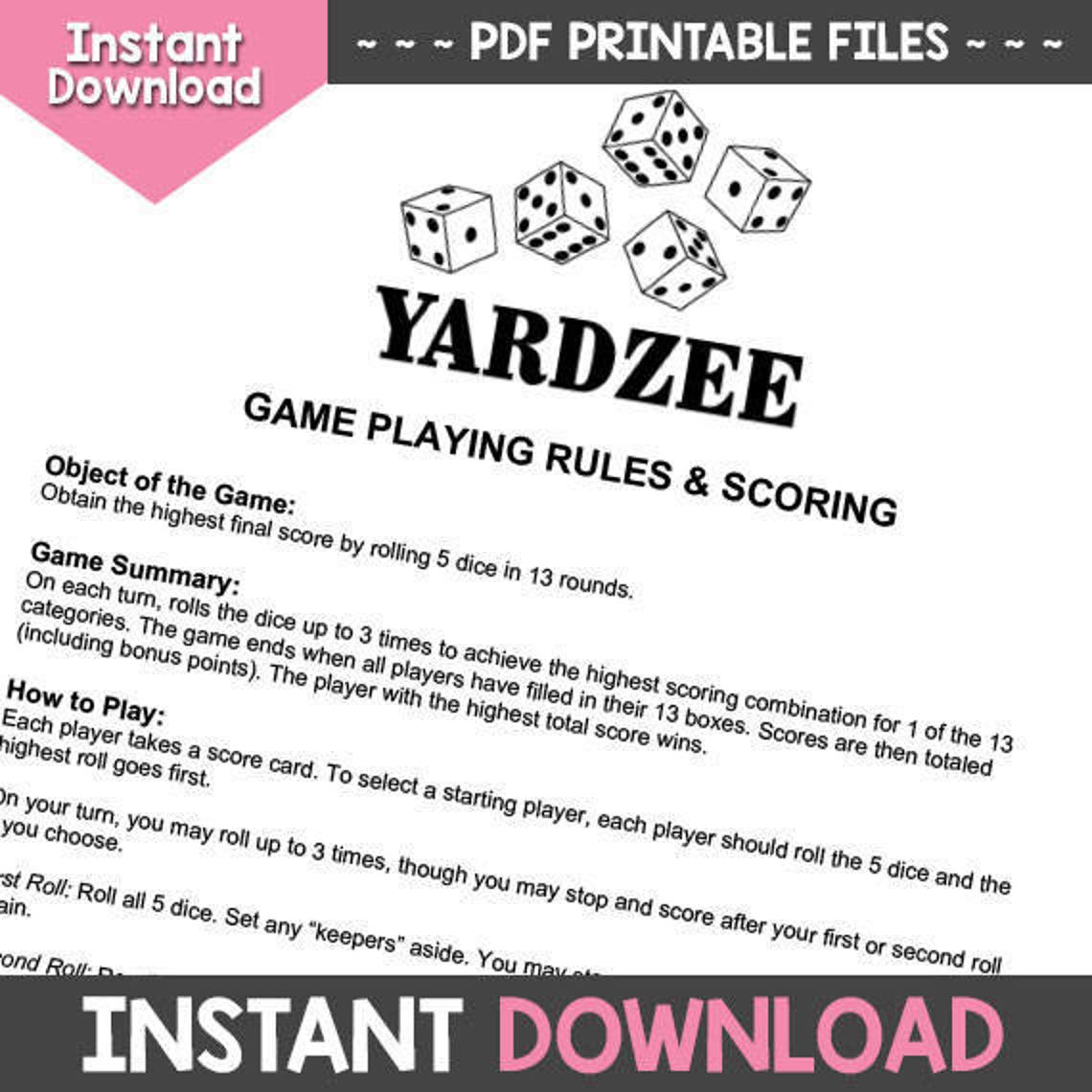 Yardzee Game SVG Bundle (digital Download) - Etsy