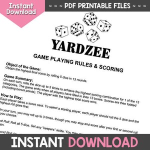 Yardzee Game SVG Bundle (digital Download) - Etsy