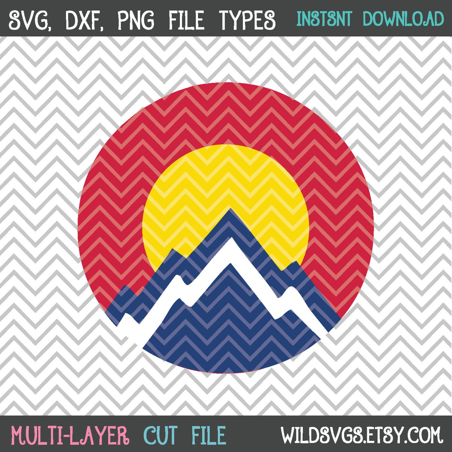 Colorado Inspired Roundel Design Mountains CO Colorado - Etsy