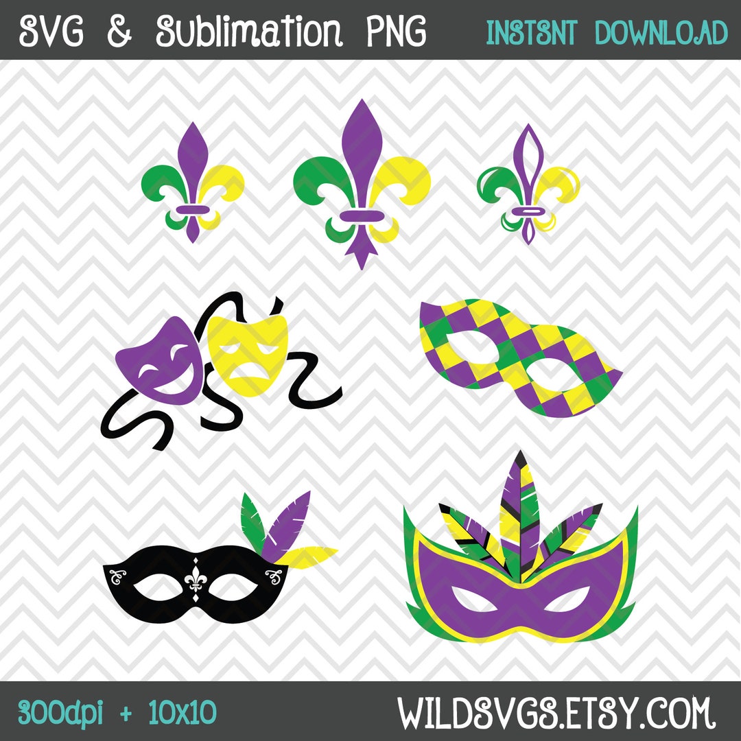Mardi Gras Clipart, Svgs, Sublimation, Clipart, Mardi Gras, Fleur De ...