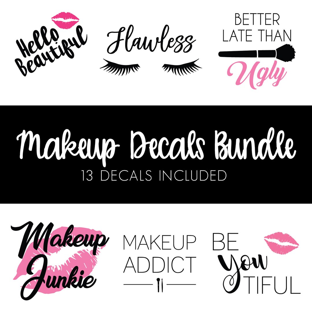 Makeup Svgs BUNDLE, Makeup Jar SVG, Makeup Decals, Makeup Glass SVG ...