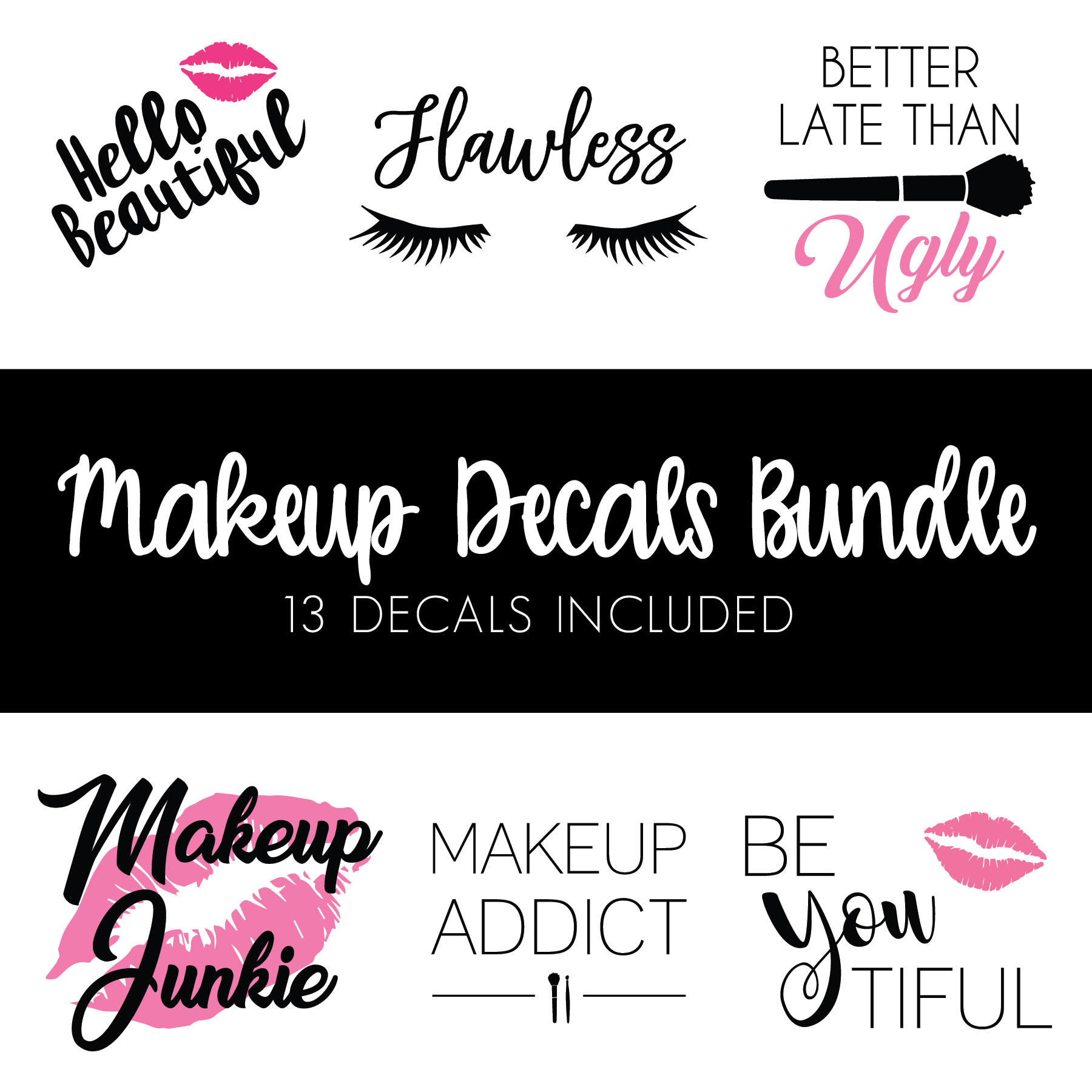 Makeup Svgs BUNDLE Makeup Jar SVG Makeup Decals Makeup | Etsy