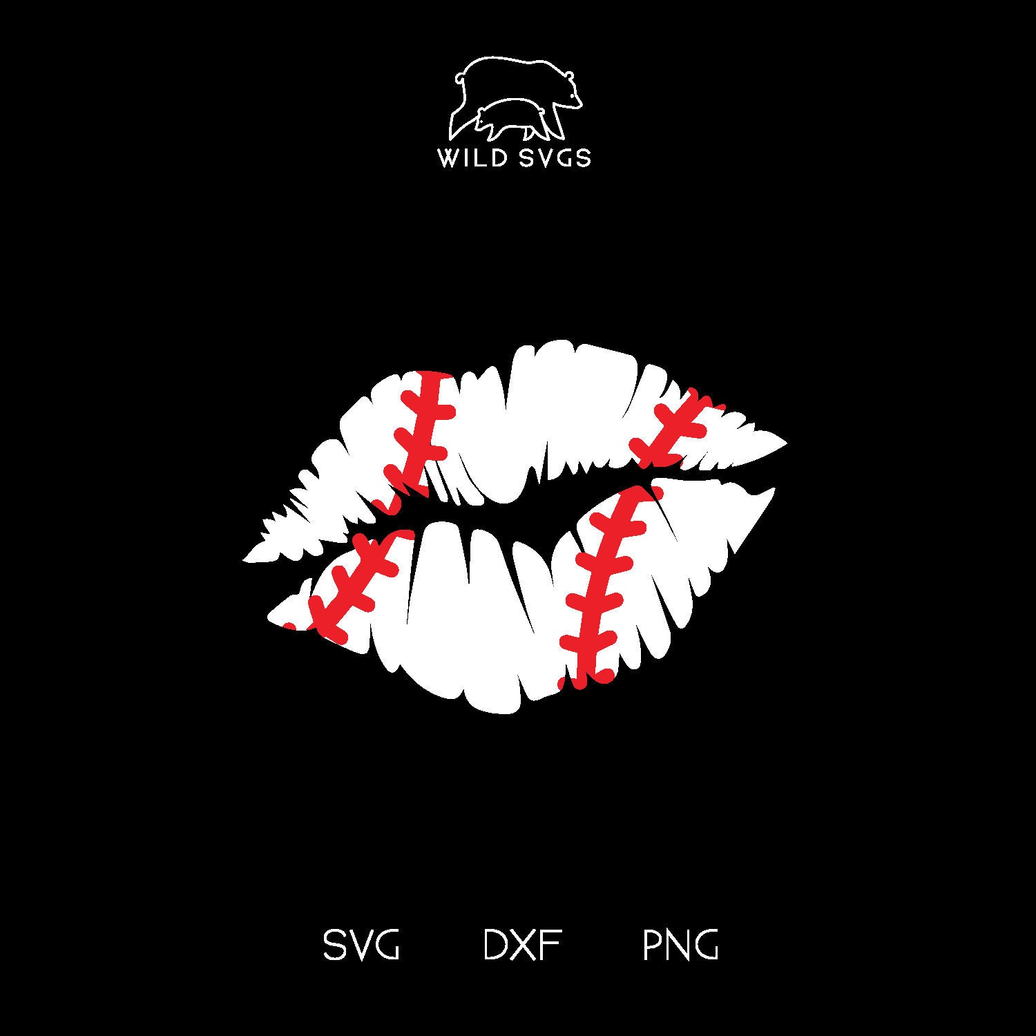 Baseball Laces Lips SVG Cricut and Silhouette Cut File | Etsy