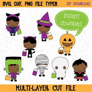 Trick or Treaters Clipart / Svgs, Kids Trick or Treating, Halloween ...