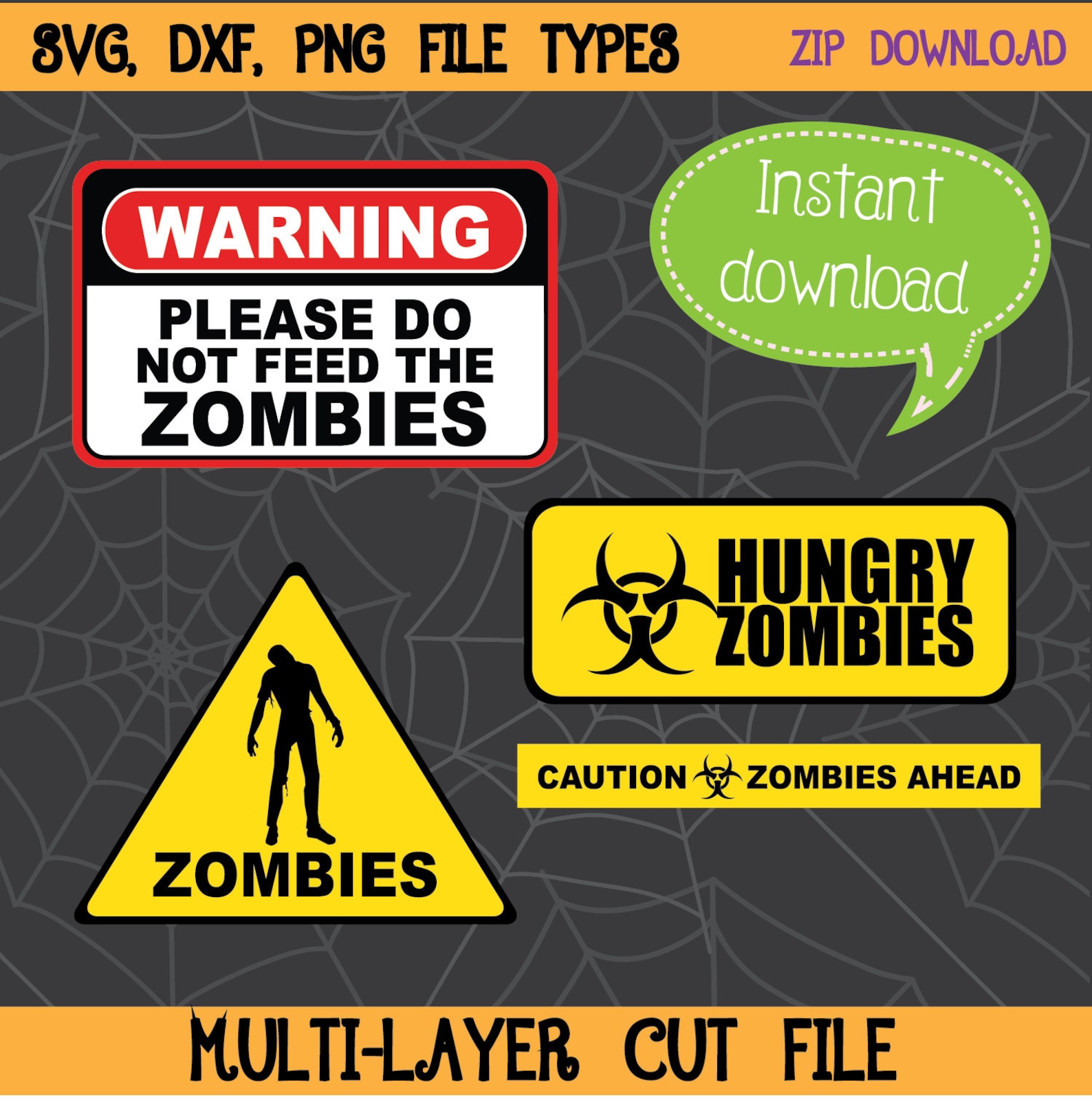 Zombie Warning Signs Zombie Clipart Zombies Zombie Cut - Etsy