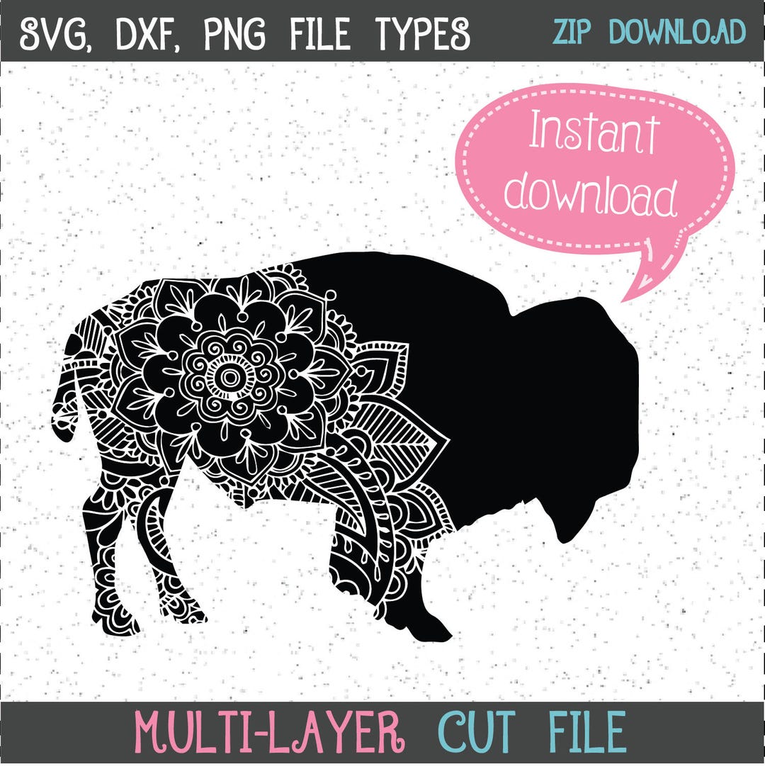 Paisley Buffalo SVG, Mandala Buffalo SVG, Buffalo Svgs, Mandala Svgs ...