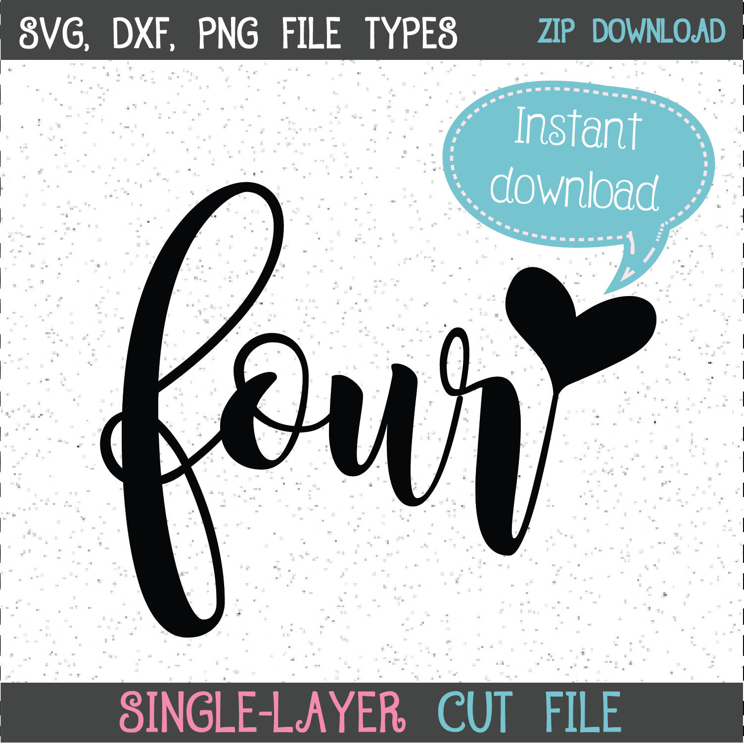 Four SVG Birthday SVG SVGs Cricut Cut File Silhouette | Etsy