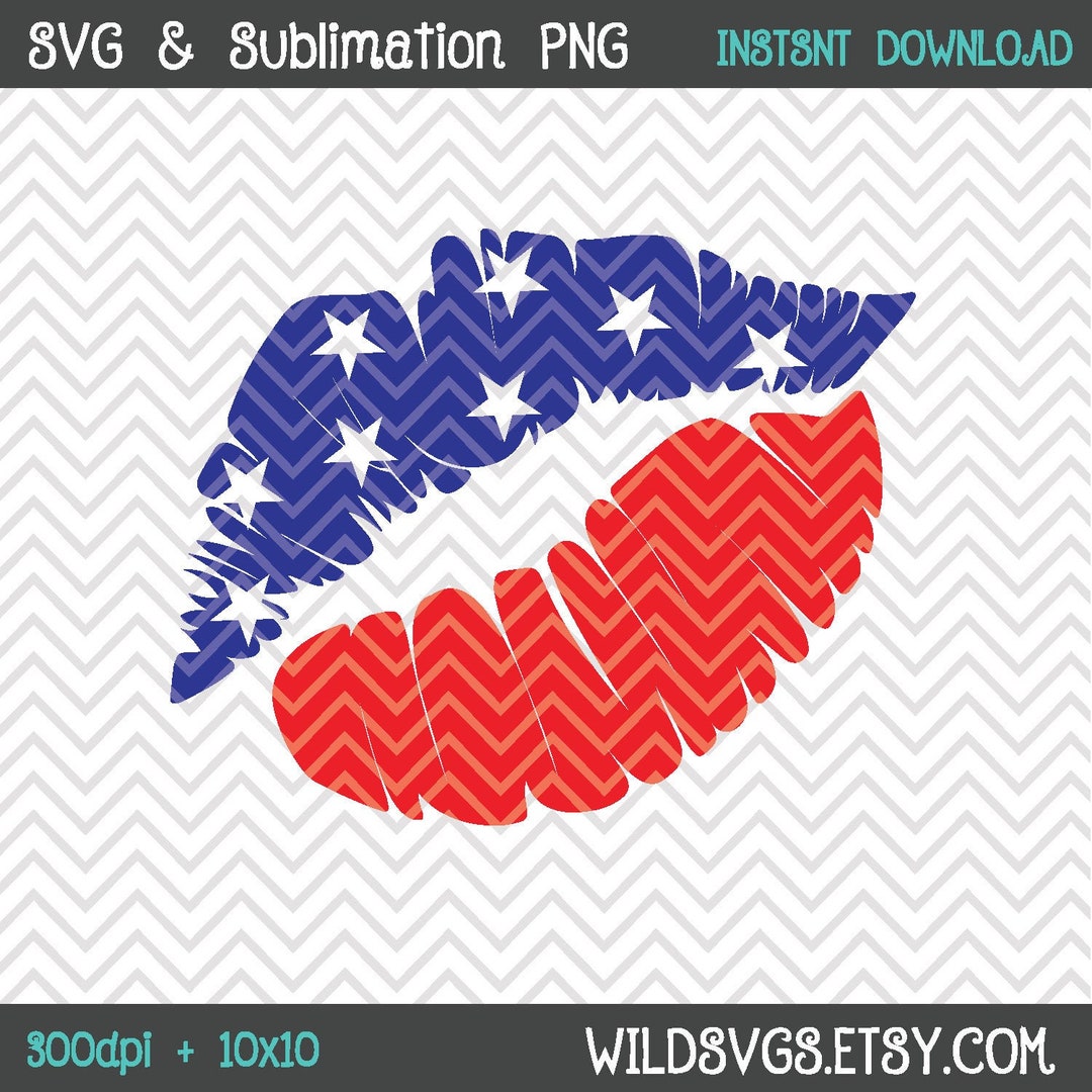 Star Spangled Kiss, Lips SVG, Forth of July, 4th of July, Independence ...