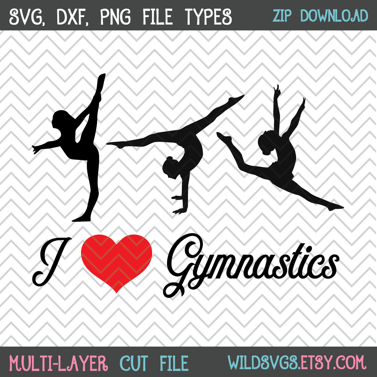 I Heart Gymnastics SVGs 2 Versions Gymnastics SVG | Etsy