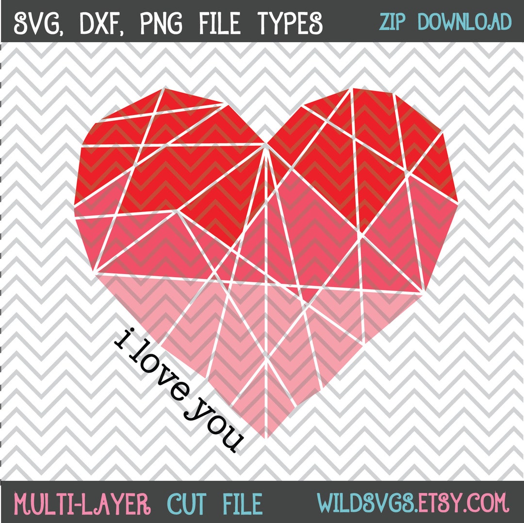 Geometric Heart SVG, Modern Heart Svg, I Love You SVG, Valentine's Day ...