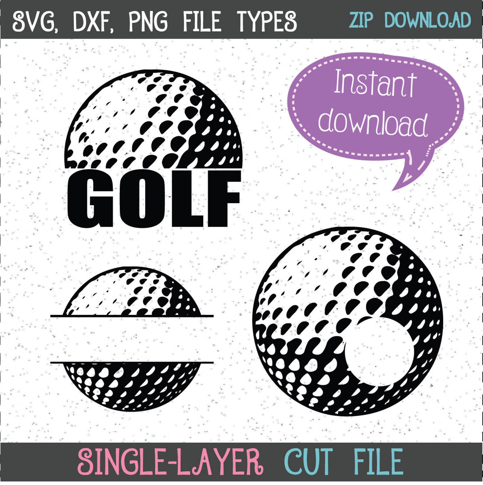 Golf Ball SVG, Monogram Cut Files (digital Download) - Etsy