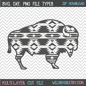 Aztec Buffalo SVG, Sublimation, Aztec Print Buffalo Clipart, Tribal ...