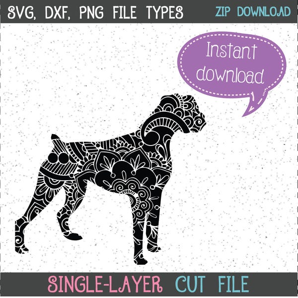 Boxer Mandala Svg - Etsy