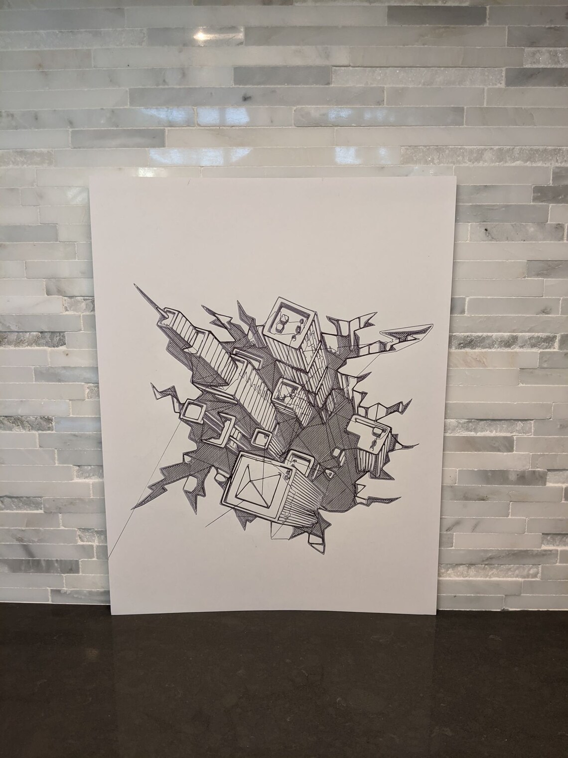 Downtown Skyscrapers Abstract Art || Single One Line Pen Drawing - Etsy
