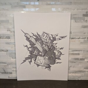 Downtown Skyscrapers Abstract Art || Single One Line Pen Drawing - Etsy