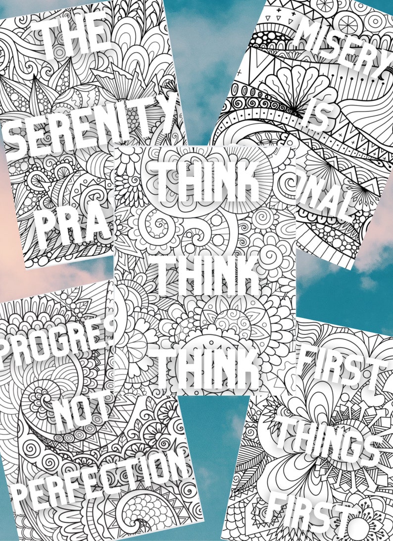 Printable Recovery Coloring Book Pages, 12 Steps, Mindfulness Gift ...