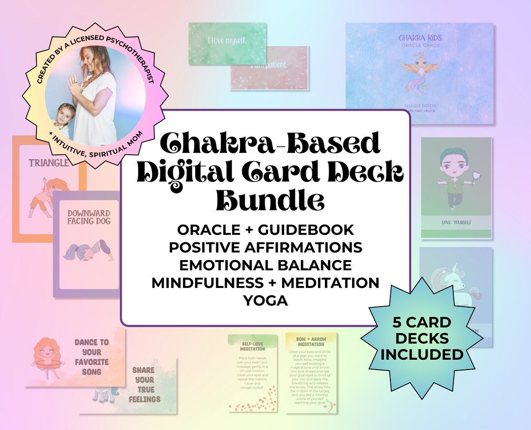 Kids Oracle Deck Bundle 5 Decks Chakra Yoga Deck Emotional Balance ...