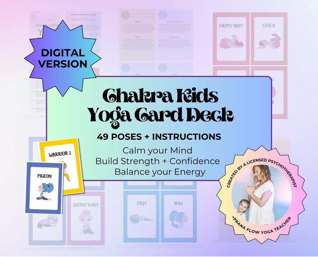 Beginner Yoga Deck 49 Chakra Poses Balance Emotions Kid Confidence Self ...