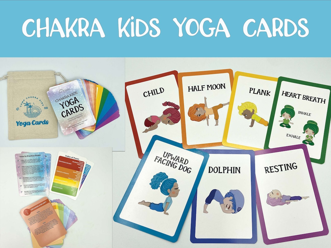 Beginner Yoga Deck 49 Chakra Poses Balance Emotional Kid Self Care Gift ...