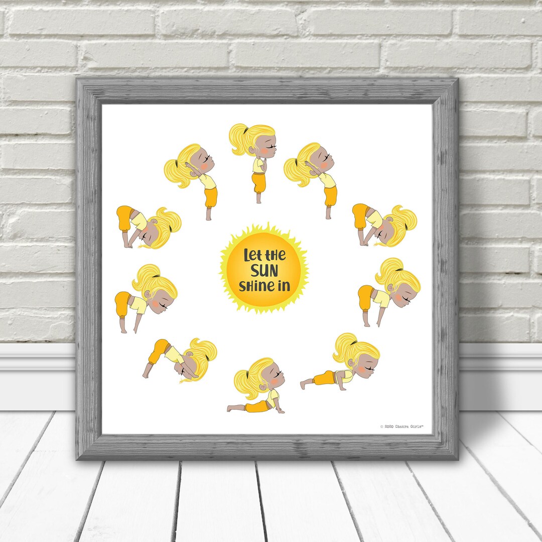 Sun Salutation Poster Beginner Yoga Gift Kid Room Decorate Yoga Wall ...