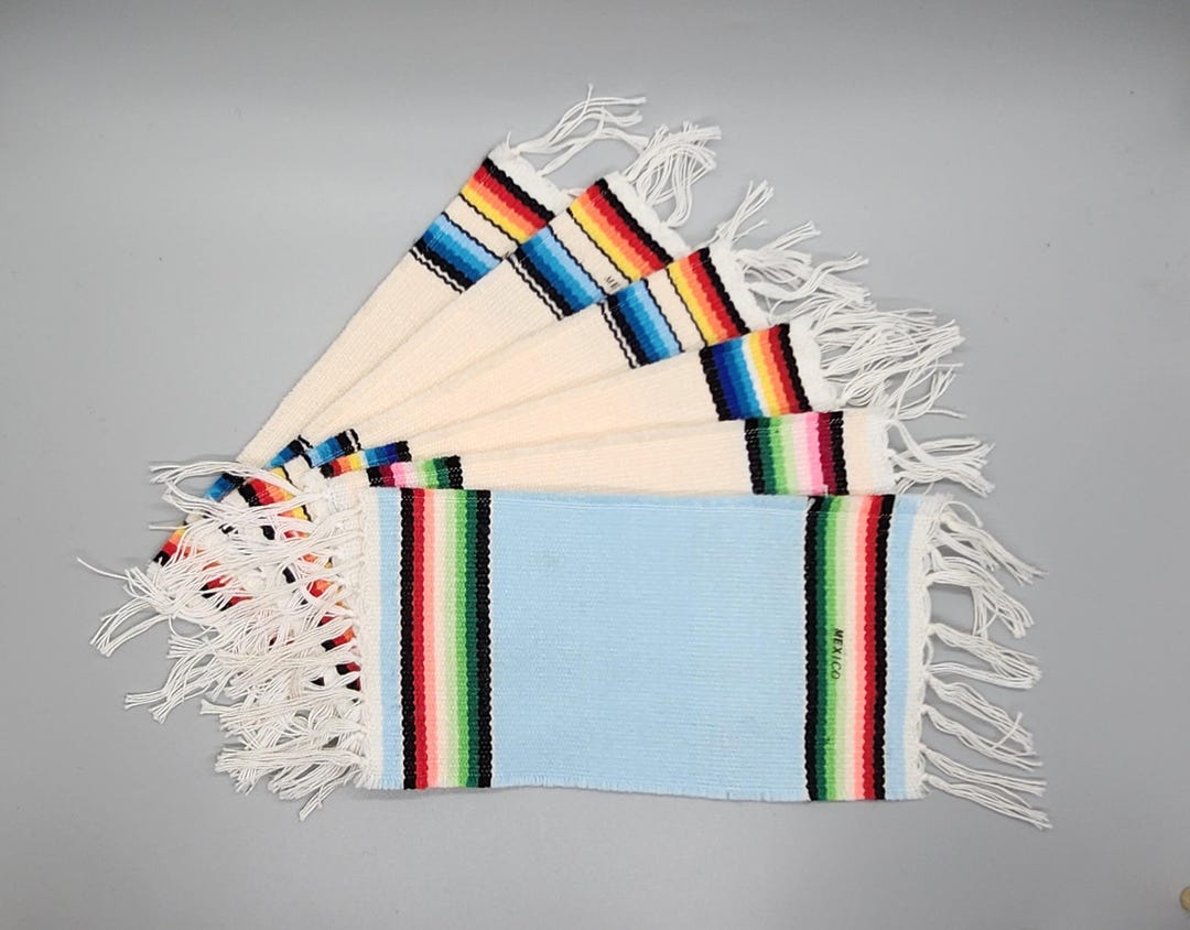 Six Woven Cotton Mini Serapes, Mini Rugs / Dollhouse, Coasters, Decor ...