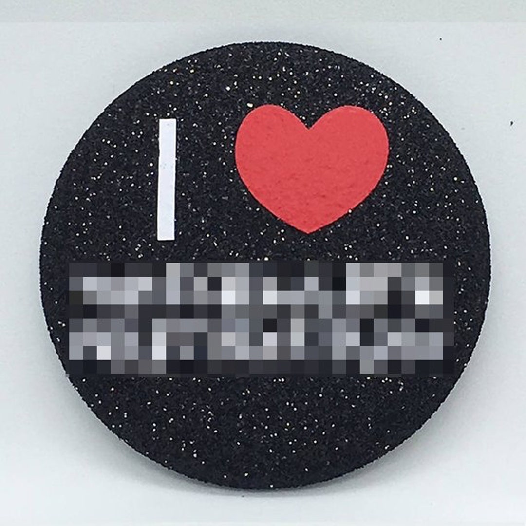 2.25 Black Bling I Love Button - Etsy