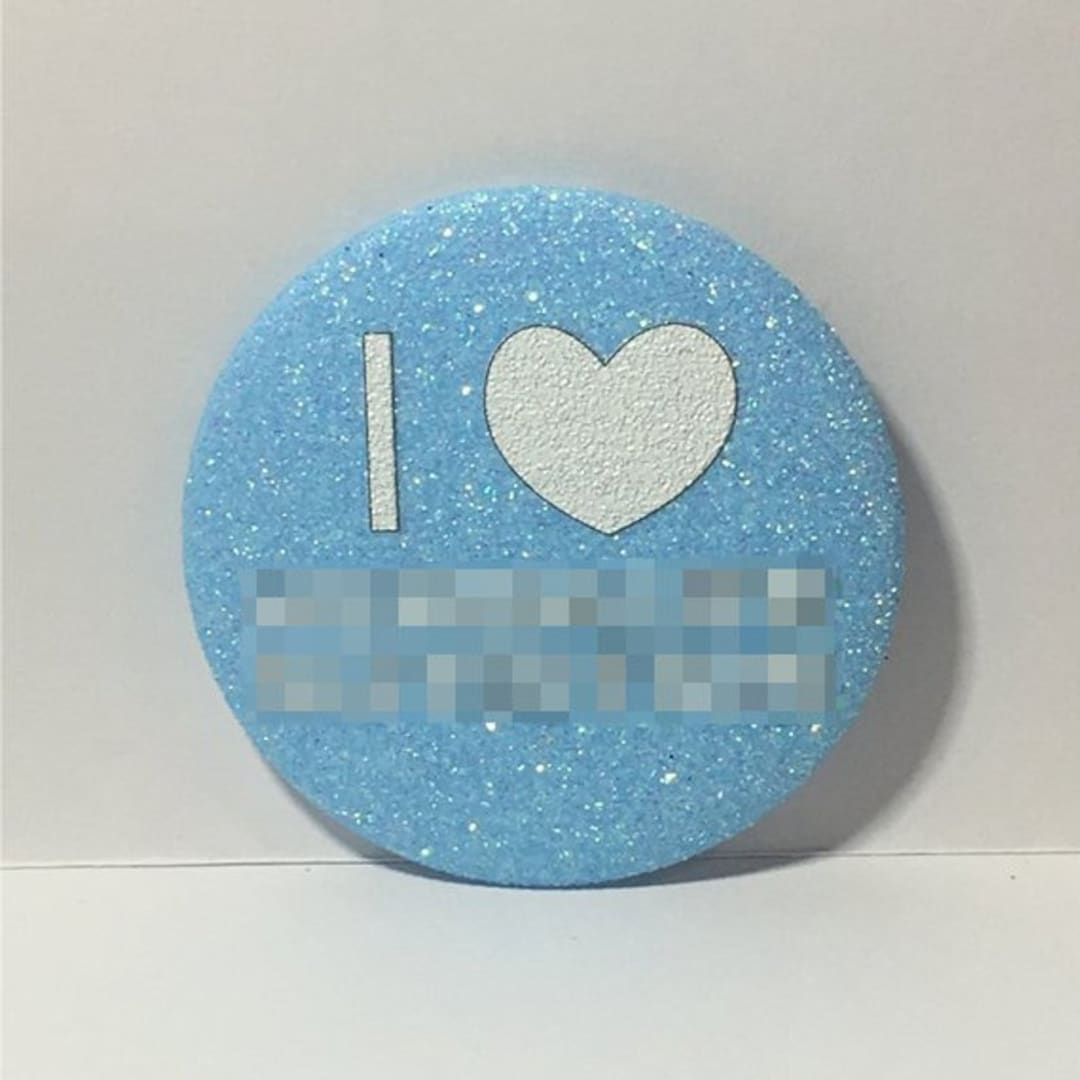 2.25 Pastel Blue Bling I Love Button - Etsy
