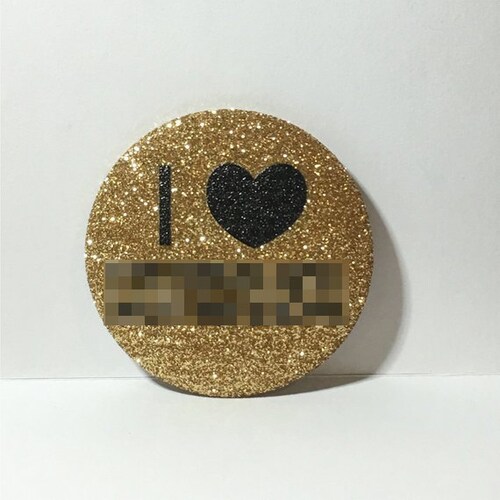 Old Gold Glitter I Love Button - Etsy